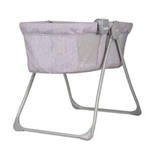 Evenflo Loft Portable Bassinet, for Boys & Girls, Bluetooth Speaker to play-music, soft-nightlight, Mesh Panels, Room-Temperature Monitor, 20-Pound Capacity, Gray Melange, 20.5” W x 4” D x 26.75” H