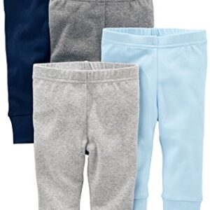 Simple Joys by Carter's Baby Boys' Cotton Pants, Pack of 4, Blue/Grey/White, 0-3 Months