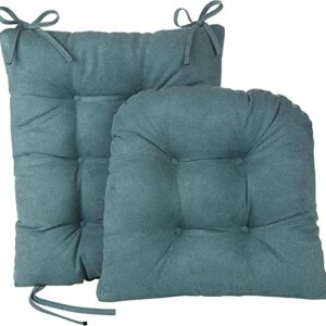 Klear Vu Omega Non-Slip Rocking Chair Cushion Set with Thick Padding and Tufted Design, Includes Seat Pad & Back Pillow with Ties for Living Room Rocker, 17x17 Inches, 2 Piece Set, Marine