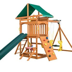 Sky View Cedar Backyard Playset | W: 17'10" D: 9'4" H: 9'9" | w/2-Person Glider & 2 Belt Swings | Binoculars, Steering Wheel & Telescope | Kids Age 3-12 | ASTM Standards | 10-Year Warranty on Wood