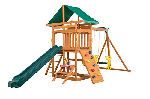 Sky View Cedar Backyard Playset | W: 17'10" D: 9'4" H: 9'9" | w/2-Person Glider & 2 Belt Swings | Binoculars, Steering Wheel & Telescope | Kids Age 3-12 | ASTM Standards | 10-Year Warranty on Wood