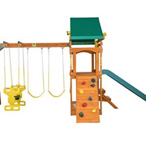 Sky View Cedar Backyard Playset | W: 17'10" D: 9'4" H: 9'9" | w/2-Person Glider & 2 Belt Swings | Binoculars, Steering Wheel & Telescope | Kids Age 3-12 | ASTM Standards | 10-Year Warranty on Wood