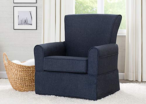 Delta Children Upholstered Glider Swivel Rocker Chair, Sailor Blue