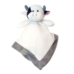 lovey security blanket 12 inch square stuffed animal baby blankie for girls or boys (cow) by baberoo, 12 inch (pack of 1)