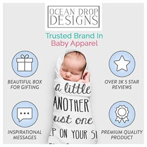 Ocean Drop 100% Cotton Muslin Swaddle Baby Blanket – Hold Me Black Quote with Gift Box for Baptism, Christening Gift, Godson, Goddaughter, Neutral, Baby Shower – Super Soft, Breathable Large 47x47”