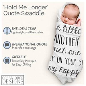 Ocean Drop 100% Cotton Muslin Swaddle Baby Blanket – Hold Me Black Quote with Gift Box for Baptism, Christening Gift, Godson, Goddaughter, Neutral, Baby Shower – Super Soft, Breathable Large 47x47”