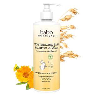 babo botanicals moisturizing baby shampoo and wash oat milk calendula, 16 ounce