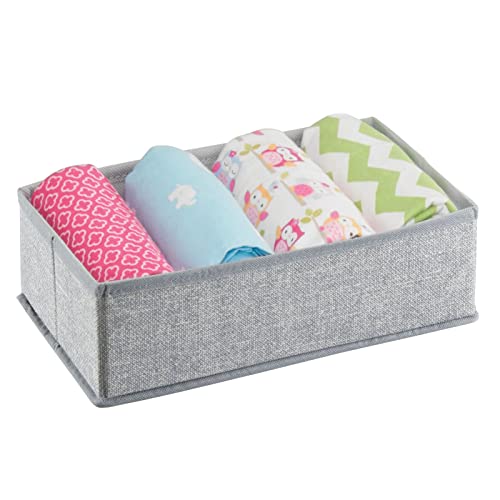 mDesign Fabric Drawer Organizer Bins, Kids/Baby Nursery Dresser, Closet, Shelf, Playroom Organization, Hold Clothes, Toys, Diapers, Bibs, Blankets, Lido Collection - 6 Pack - Gray