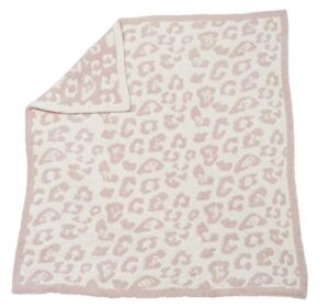 barefoot dreams cozychic in the wild baby blanket, dusty rose/cream