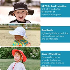 SwimZip Unisex Child Wide Brim Sun Protection Hat UPF 50+ Adjustable | White 2-8