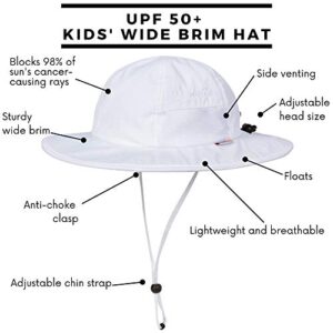 SwimZip Unisex Child Wide Brim Sun Protection Hat UPF 50+ Adjustable | White 2-8