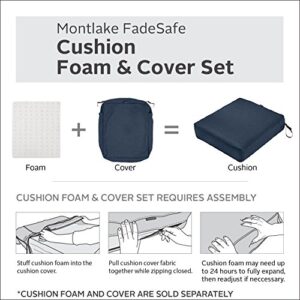 Classic Accessories Montlake FadeSafe Water-Resistant 48 x 18 x 3 Inch Outdoor Bench/Settee Cushion Slip Cover, Patio Furniture Swing Cushion Cover, Heather Indigo Blue, Patio Furniture Cushion Covers