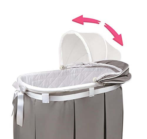 Wishes Oval Rocking Baby Bassinet with Bedding, Storage, and Pad