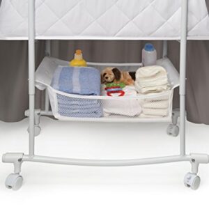 Wishes Oval Rocking Baby Bassinet with Bedding, Storage, and Pad