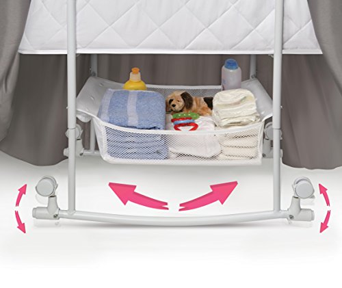 Wishes Oval Rocking Baby Bassinet with Bedding, Storage, and Pad