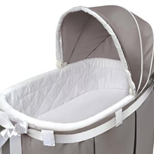 Wishes Oval Rocking Baby Bassinet with Bedding, Storage, and Pad