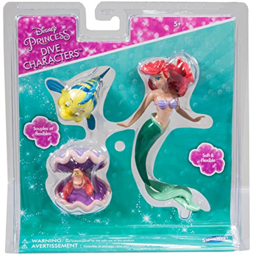 SwimWays Little Mermaid Disney Dive Characters Kids Pool Toy- Princess Ariel, Flounder, and Sebastian, Bath Toys and Pool Party Supplies