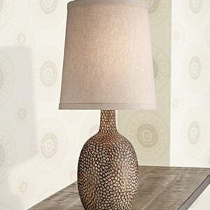 360 Lighting Chalane Rustic Farmhouse Accent Table Lamps 23 1/2" Tall Set of 2 Antique Bronze Hammered Textured Natural Linen Shade for Bedroom Living Room House Bedside Nightstand Office