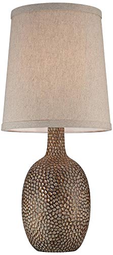 360 Lighting Chalane Rustic Farmhouse Accent Table Lamps 23 1/2" Tall Set of 2 Antique Bronze Hammered Textured Natural Linen Shade for Bedroom Living Room House Bedside Nightstand Office