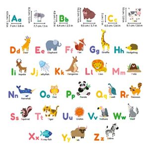 DECOWALL DS8-1614 Colourful Animal Alphabet ABC Kids Wall Stickers Wall Decals Peel and Stick Removable Wall Stickers for Kids Nursery Bedroom Living Room décor