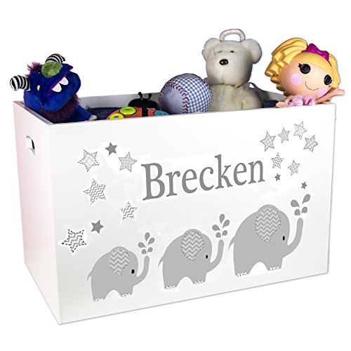 My Bambino Personalized Boys Gray Elephant Toy Box