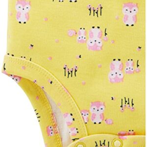 Simple Joys by Carter's Baby Girls' Long-Sleeve Bodysuit, Pack of 5, Yellow/Pink/Grey, Floral, 3-6 Months