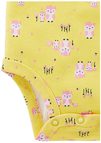 Simple Joys by Carter's Baby Girls' Long-Sleeve Bodysuit, Pack of 5, Yellow/Pink/Grey, Floral, 3-6 Months