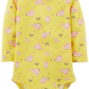 Simple Joys by Carter's Baby Girls' Long-Sleeve Bodysuit, Pack of 5, Yellow/Pink/Grey, Floral, 3-6 Months