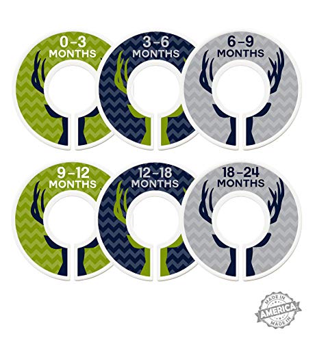 Modish Labels Baby Clothes Size Dividers, Baby Closet Organizers, Size Dividers, Baby Closet Organizers, Closet Dividers, Clothes Organizer, Nursery, Boy, Woodland, Deer, Navy, Green, Gray (Baby)