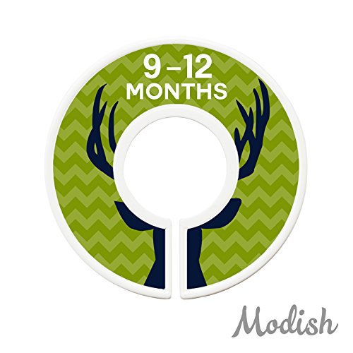 Modish Labels Baby Clothes Size Dividers, Baby Closet Organizers, Size Dividers, Baby Closet Organizers, Closet Dividers, Clothes Organizer, Nursery, Boy, Woodland, Deer, Navy, Green, Gray (Baby)