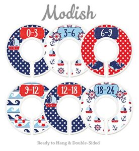 modish labels baby clothes size dividers, baby closet organizers, size dividers, baby closet organizers, closet dividers, clothes organizer, neutral, boy, girl, nautical, anchors, sail boats (baby)