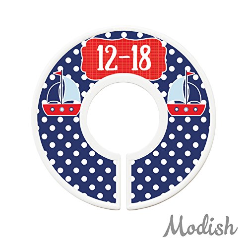 Modish Labels Baby Clothes Size Dividers, Baby Closet Organizers, Size Dividers, Baby Closet Organizers, Closet Dividers, Clothes Organizer, Neutral, Boy, Girl, Nautical, Anchors, Sail Boats (Baby)