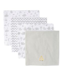 spasilk receiving baby blanket, 100% cotton flannel blanket, pack of 4, gray giraffe