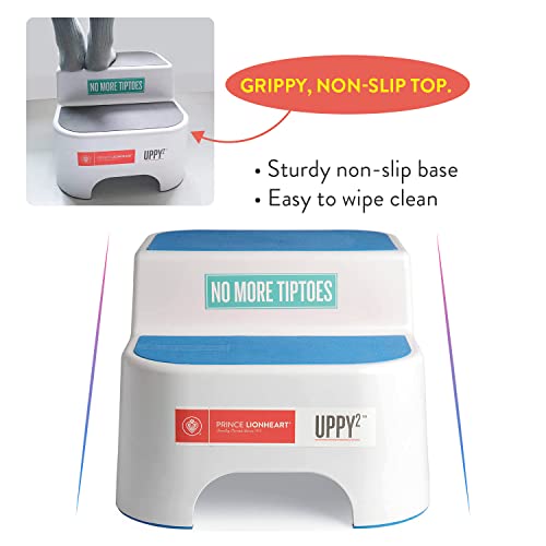 Prince Lionheart Dual Height UPPY2 Step Stool, Perfect Step Stool for Potty Training and in The Kitchen to Wash Hands, Grippy Non-Slip Top, Sturdy Base with Non-Slip Feet,