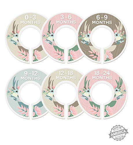 Modish Labels Baby Clothes Size Dividers, Baby Closet Organizers, Size Dividers, Baby Closet Organizers, Closet Dividers, Clothes Organizer, Girl, Woodland, Deer, Boho, Flowers, Floral Antlers (Baby)