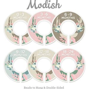 Modish Labels Baby Clothes Size Dividers, Baby Closet Organizers, Size Dividers, Baby Closet Organizers, Closet Dividers, Clothes Organizer, Girl, Woodland, Deer, Boho, Flowers, Floral Antlers (Baby)