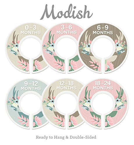 Modish Labels Baby Clothes Size Dividers, Baby Closet Organizers, Size Dividers, Baby Closet Organizers, Closet Dividers, Clothes Organizer, Girl, Woodland, Deer, Boho, Flowers, Floral Antlers (Baby)