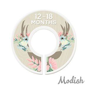 Modish Labels Baby Clothes Size Dividers, Baby Closet Organizers, Size Dividers, Baby Closet Organizers, Closet Dividers, Clothes Organizer, Girl, Woodland, Deer, Boho, Flowers, Floral Antlers (Baby)