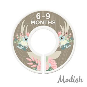 Modish Labels Baby Clothes Size Dividers, Baby Closet Organizers, Size Dividers, Baby Closet Organizers, Closet Dividers, Clothes Organizer, Girl, Woodland, Deer, Boho, Flowers, Floral Antlers (Baby)