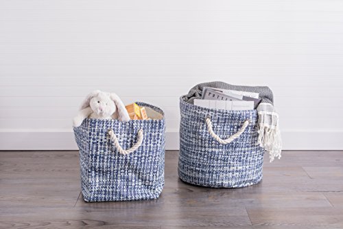 DII Woven Paper Storage Bin, Tweed, Nautical Blue, Small