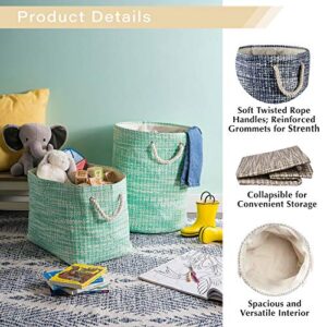 DII Woven Paper Storage Bin, Tweed, Nautical Blue, Small