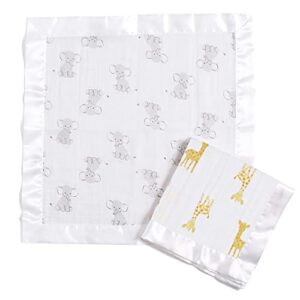 aden + anais essentials issie security blanket, super soft 100% cotton muslin, 2 pack, safari babes