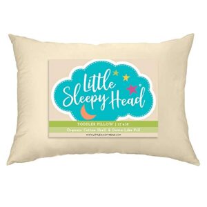 little sleepy head toddler pillow, organic cotton, down-like fill, ivory 13 x 18