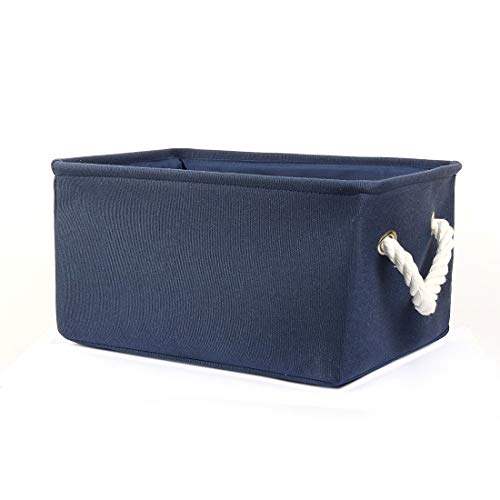 uxcell Fabric Storage Basket with Dual Handles, Collapsible Storage Bins for Toys Laundry Clothes Storage, Home Organizer for Bedroom Office Closet Dark Blue Large