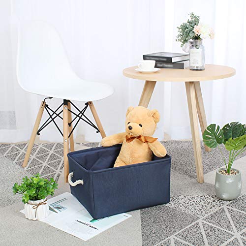 uxcell Fabric Storage Basket with Dual Handles, Collapsible Storage Bins for Toys Laundry Clothes Storage, Home Organizer for Bedroom Office Closet Dark Blue Large