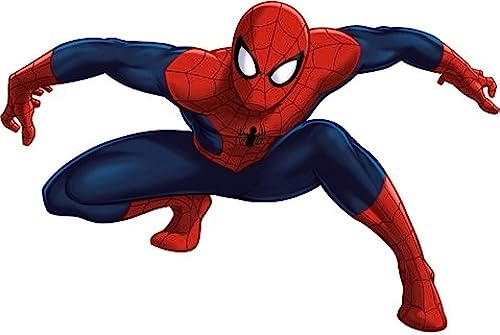 9 Inch Ultimate Spiderman Pounce Decal Spider Man Marvel Comics Removable Peel Self Stick Adhesive Vinyl Decoration Wall Sticker Art Kids Room Home Decor Boys Children Nursery Baby 9x5 Inch Tall