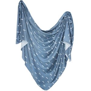 copper pearl large premium knit baby swaddle receiving blanket navy and white triangles north