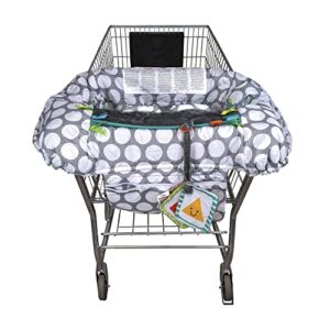 boppy preferred shopping cart and high chair cover with storage pouch, gray jumbo dots with changeable slideline toy, plush minky seat, 2-point safety belt, wipeable and machine washable, 6-48 months