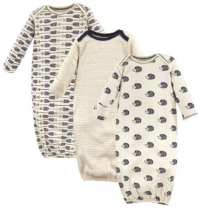 touched by nature unisex baby organic cotton gowns, hedgehog, 0-6 months us