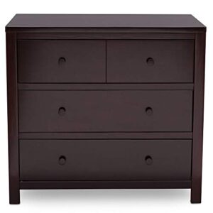 delta children wood unisex nursery 3 drawer single dresser - dark chocolate brown